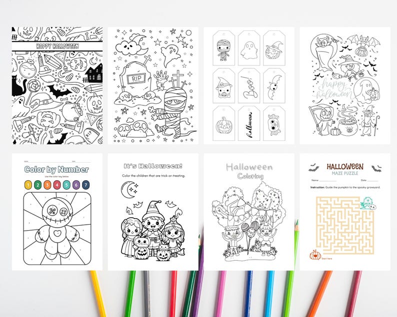 Halloween Coloring Pages for Kids, Spooky Activity Book (digital ...