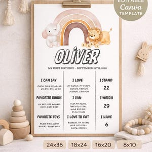 Baby Boy First Year Milestone Poster | Editable Canva Template | 1st ...