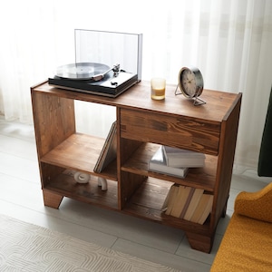 Adjustable Record Player Stand, Record Player Cabinet With Drawer ...