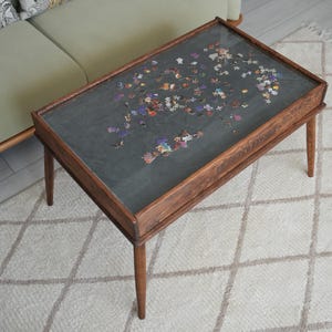 Rustic Puzzle Coffee Table With Drawers, Board Game Table With ...