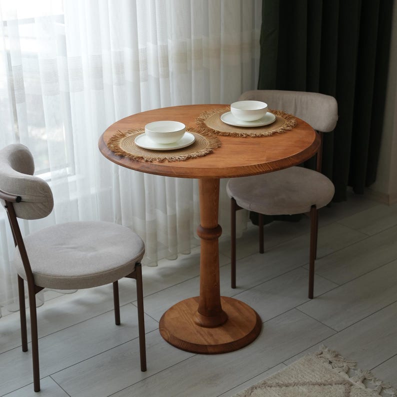 Round Dining Table, Small Kitchen Table, Circle Breakfast Table, Bistro ...