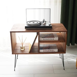Handmade Rustic Pine Record Player Table, Vinyl Storage Cabinet - Etsy