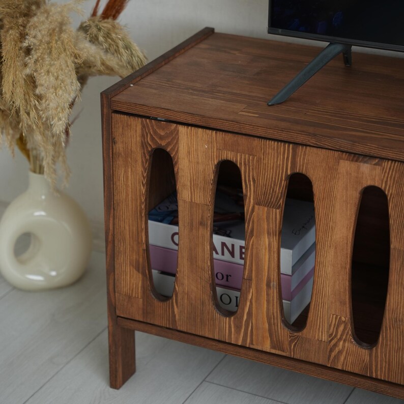 Rustic Tv Stand, Solid Wood Media Console, Mcm Media Center, Solid Wood Tv Stand, Sideboard - Etsy