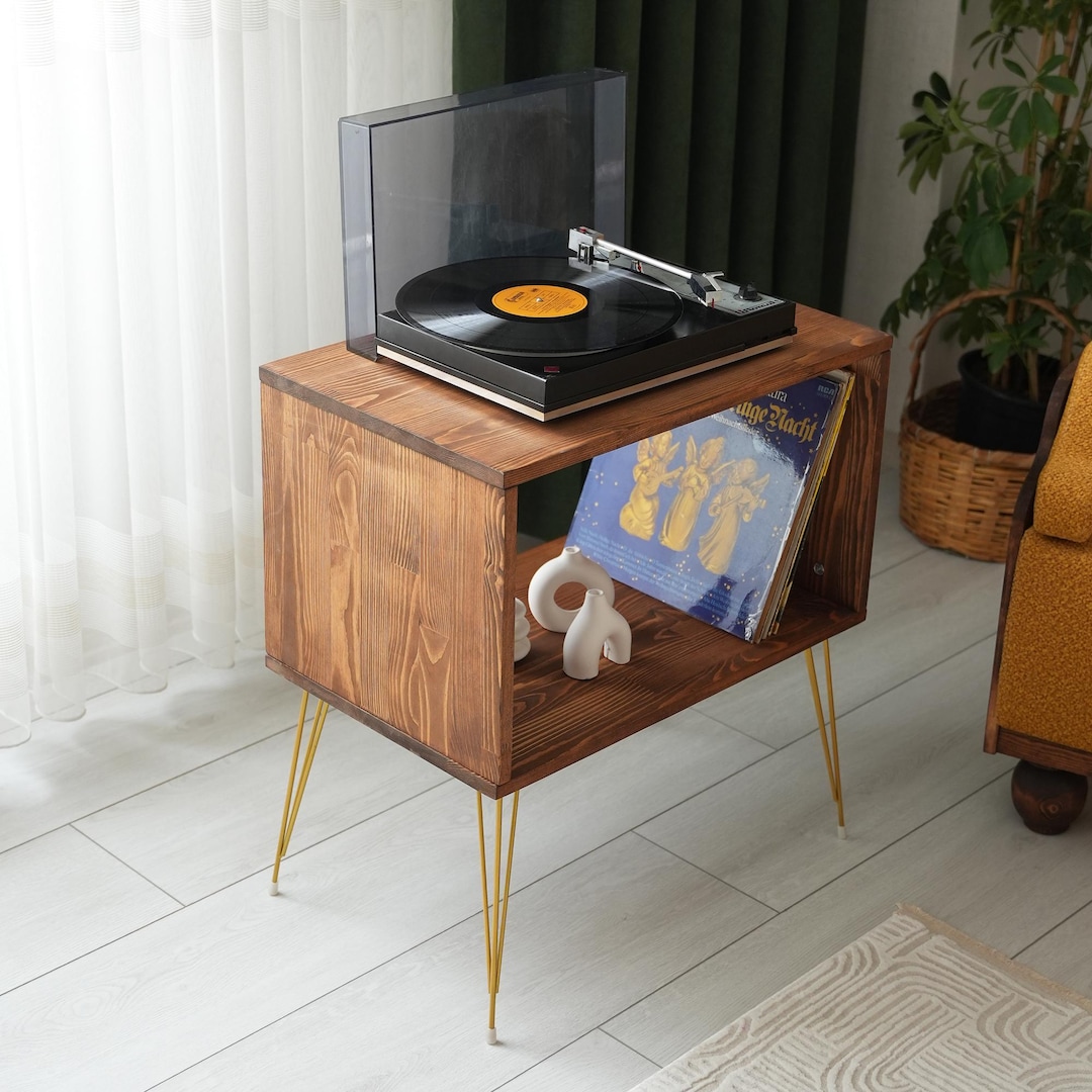 Table for Record Player Stand, Mcm Vinyl Cabinet, Mid Century Modern ...