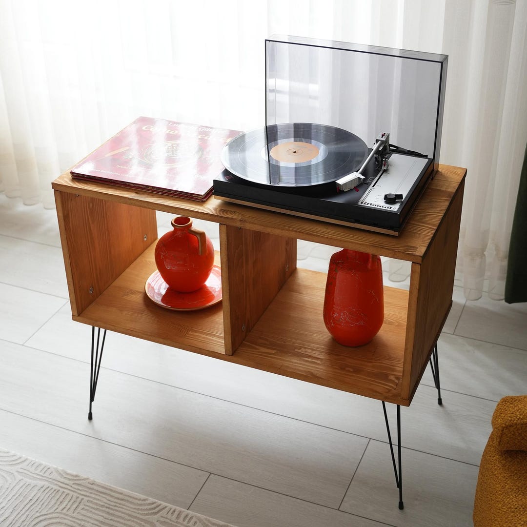 Rustic Record Player Stand, Large Record Player Table ...