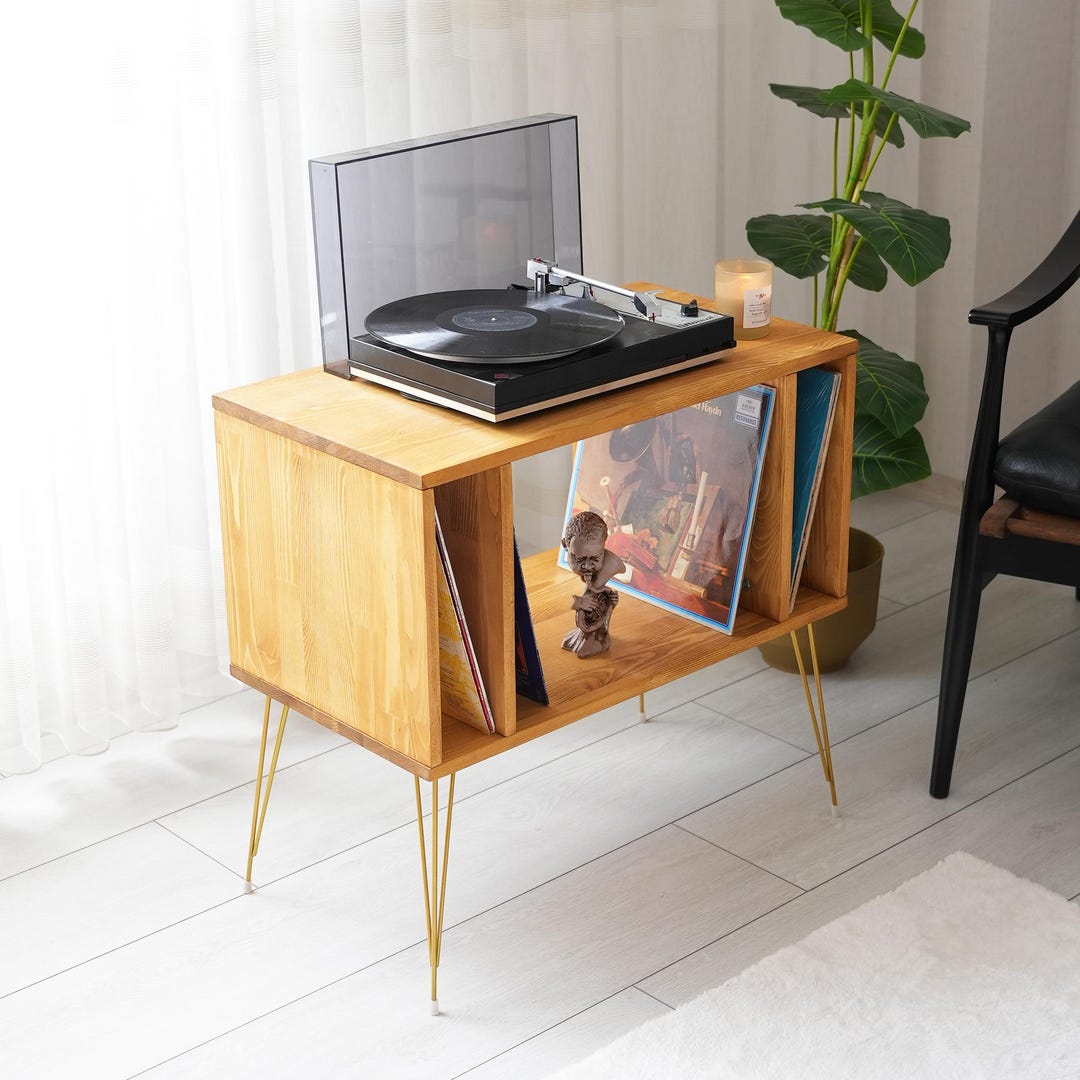 Record Player Stand for Living Room, Rustic Turntable Stand for Vinyl ...