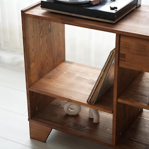 Adjustable Record Player Stand, Record Player Cabinet With Drawer ...