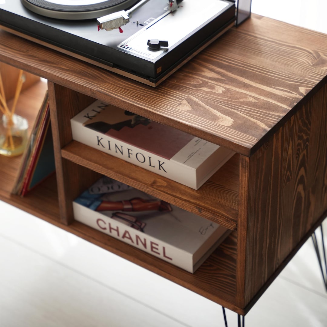 Rustic Record Player Table, Large Turntable Stand, Stereo Cabinet ...