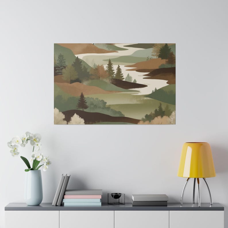 Earthy Abstract Art Print Seamless Blend of Browns and Greens Modern ...