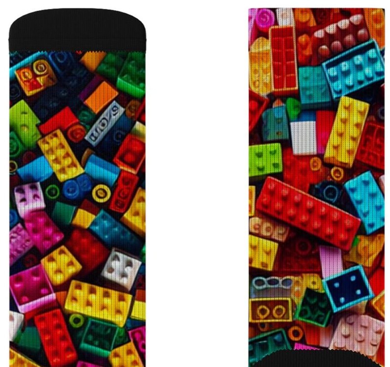 Building Brick Inspired Sublimation Socks, Lego Gifts, Birthday Gifts ...