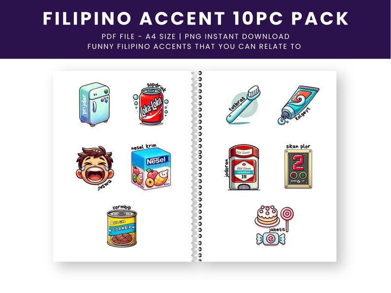 Printable Pdf & Png Files Filipino Accent 10pc Sticker Pack - Etsy