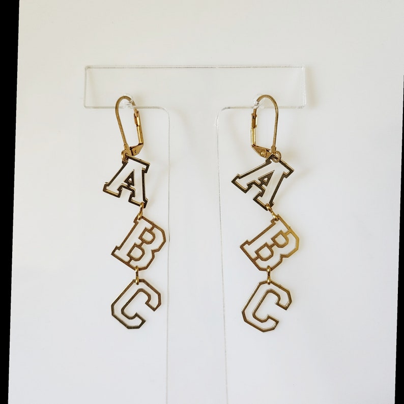 ABC Brass Dangle Earrings Alphabet Jewelry Teacher's - Etsy