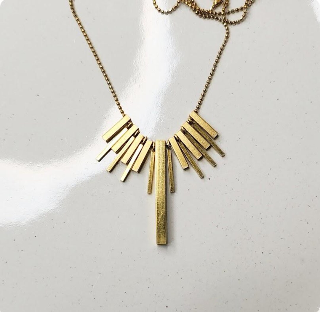 Brass Bar Bib Beaded Pendant Necklace for Hannukah/channukah Menorah ...