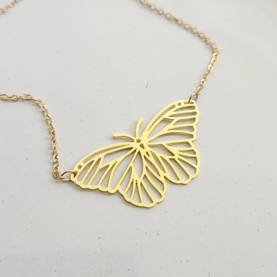 Brass Cutout Moth/butterfly Necklace and Earrings, Nature Inspired ...
