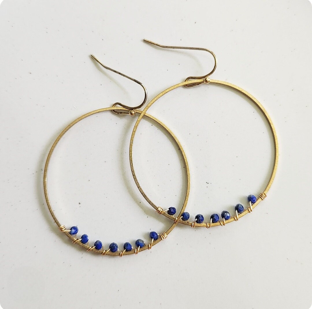 Natural Blue Lapis, Pink Tourmaline & Green Malachite Wrapped Circle ...