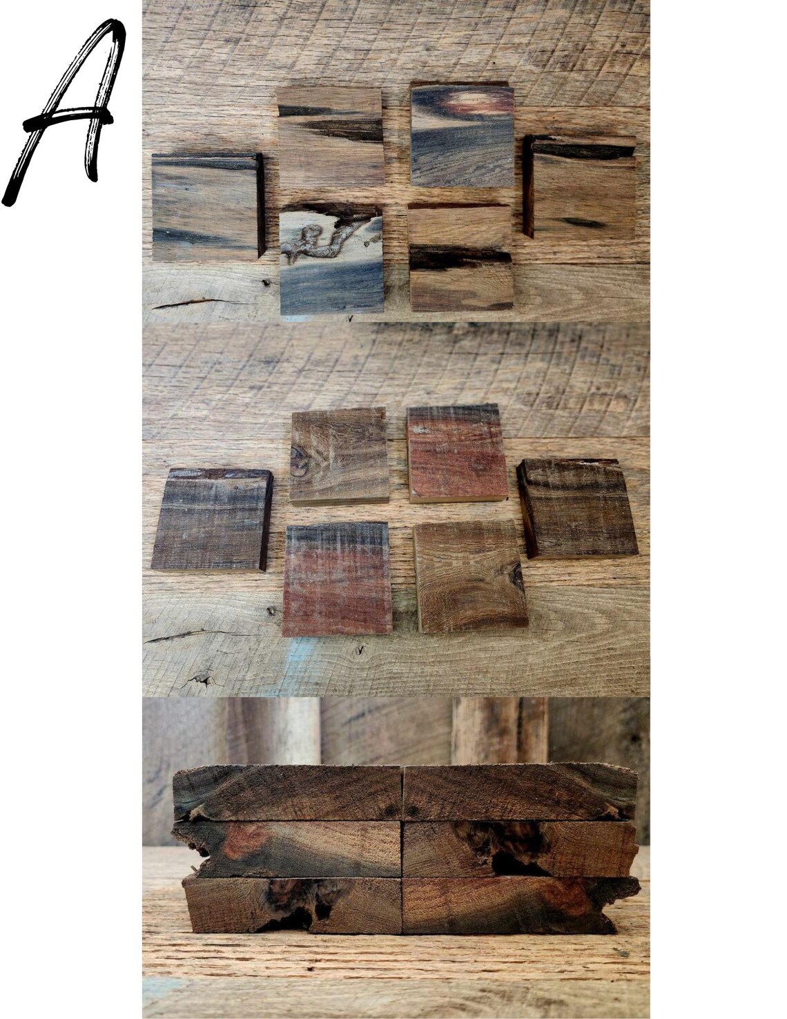 Reclaimed Wood Craft Tiles, Mixed Species, 4 Inch Square, DIY, Crafts ...
