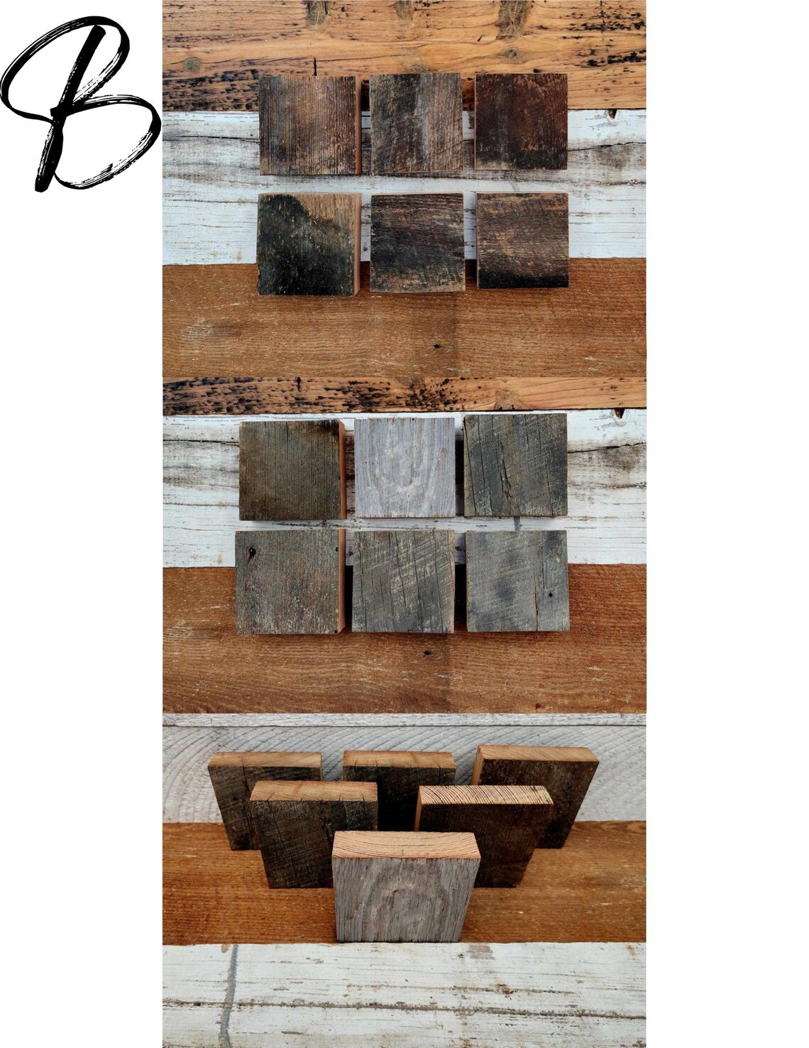 Reclaimed Wood Craft Tiles, Mixed Species, 4 Inch Square, DIY, Crafts ...