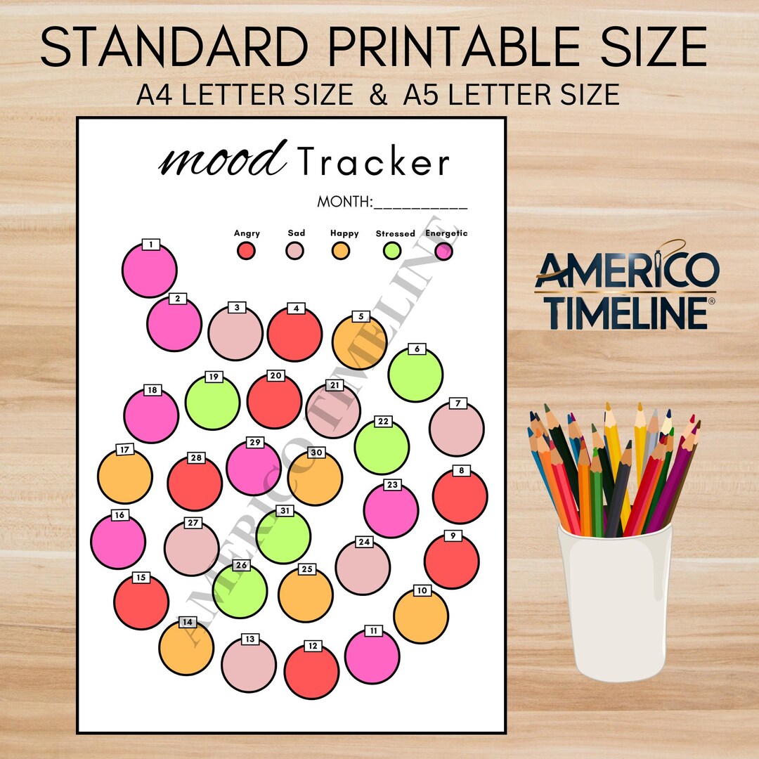 Heart Mood Tracker Printable PDF Page Bullet Planner Page Feelings ...