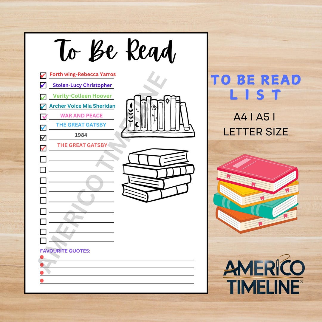 To Be Read TBR List Printable Journal Page Book Journal Page Book ...