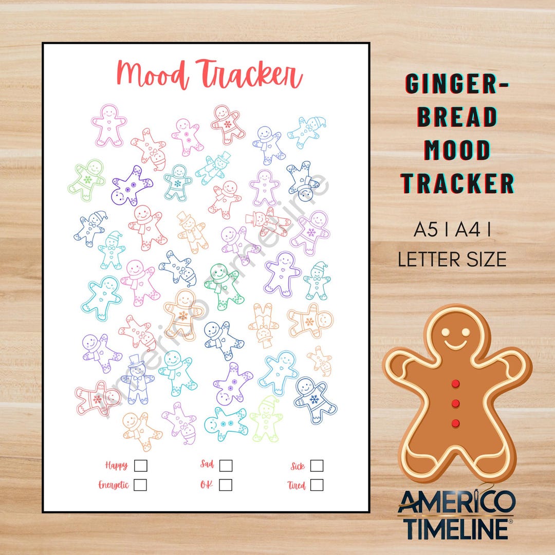 Gingerbread Mood Tracker Printable Journal Page Planner Page Feelings ...