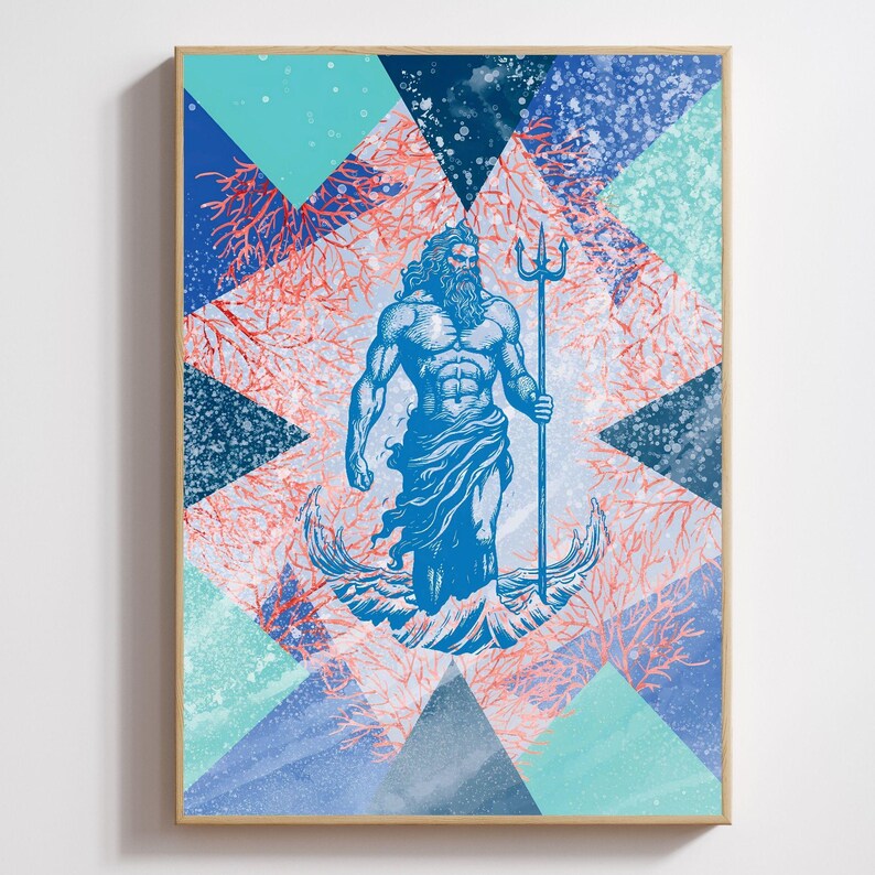Poseidon Greek God Wall Art | Mythology Printable Poster | Ancient ...