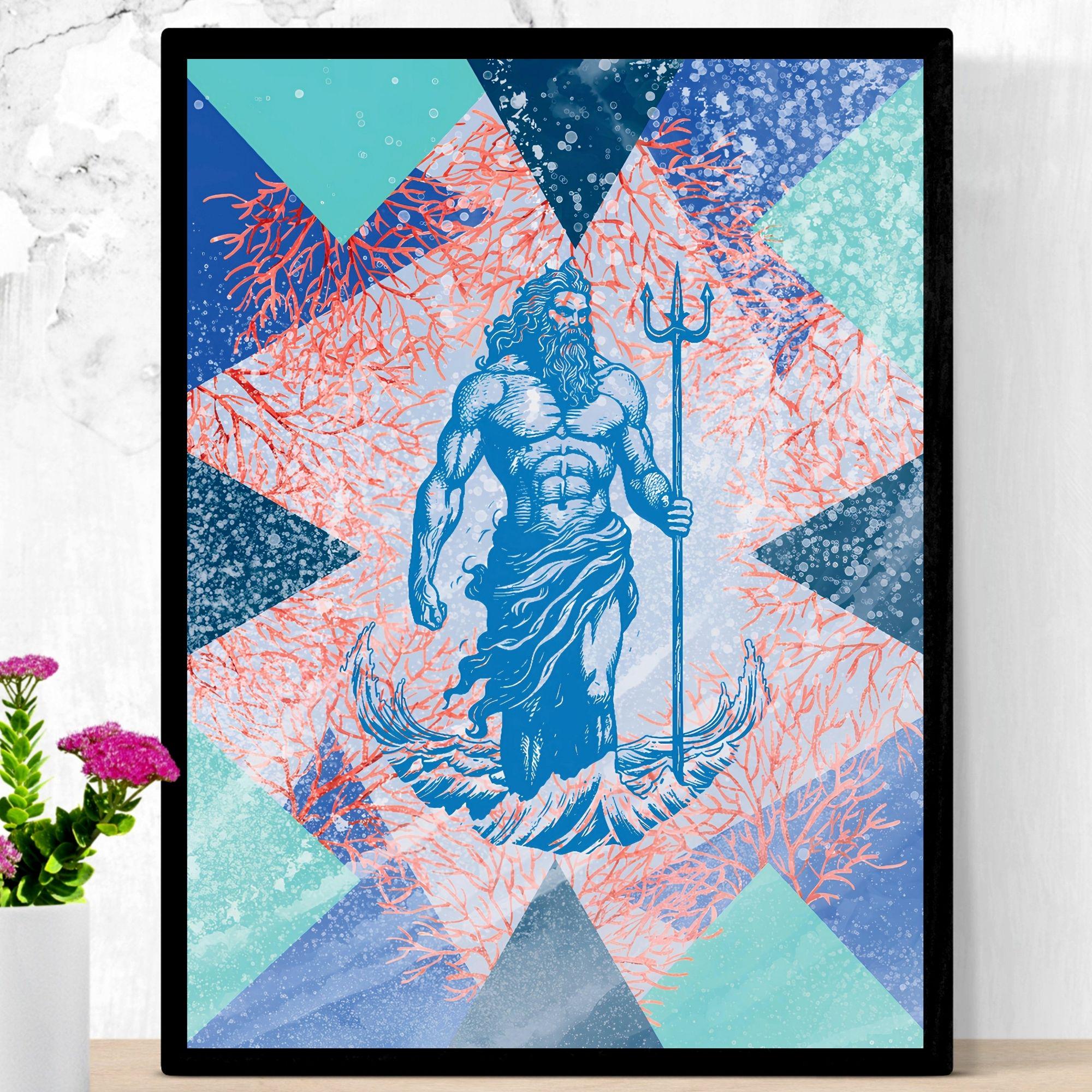 Poseidon Greek God Wall Art | Mythology Printable Poster | Ancient ...