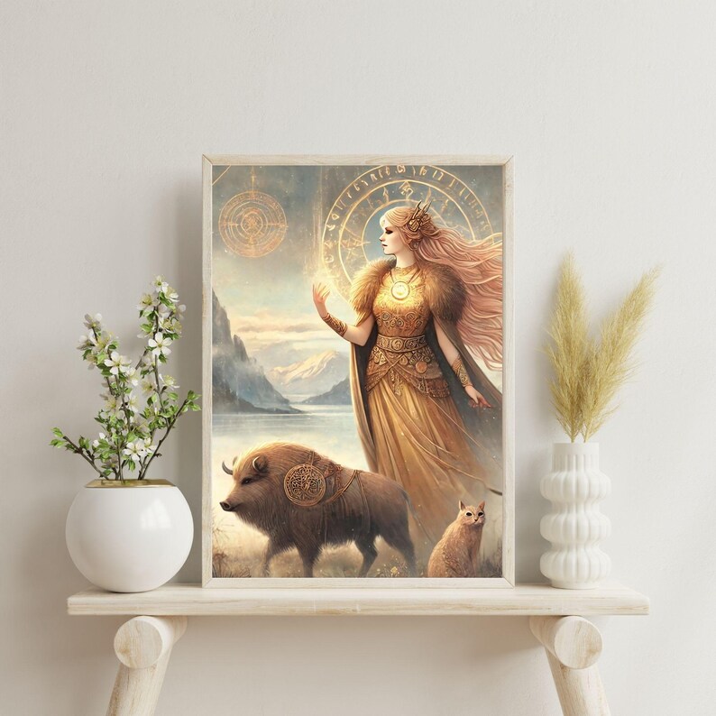 Freya Wall Art Print Norse Goddess Freyja Viking Mythology Digital Art ...