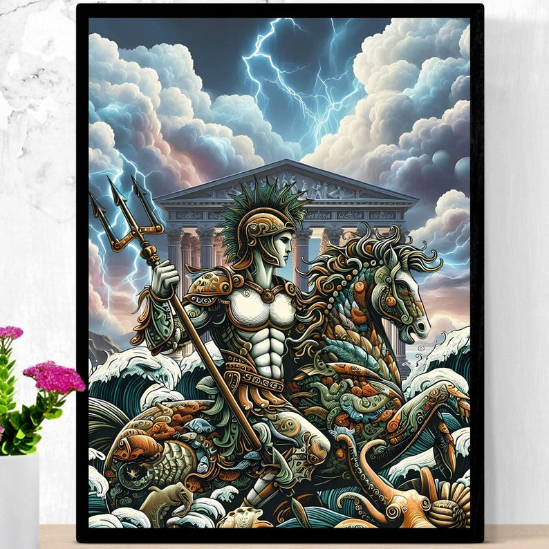 Poseidon Wall Art | Greek Mythology Art Print | Ancient Greek God ...