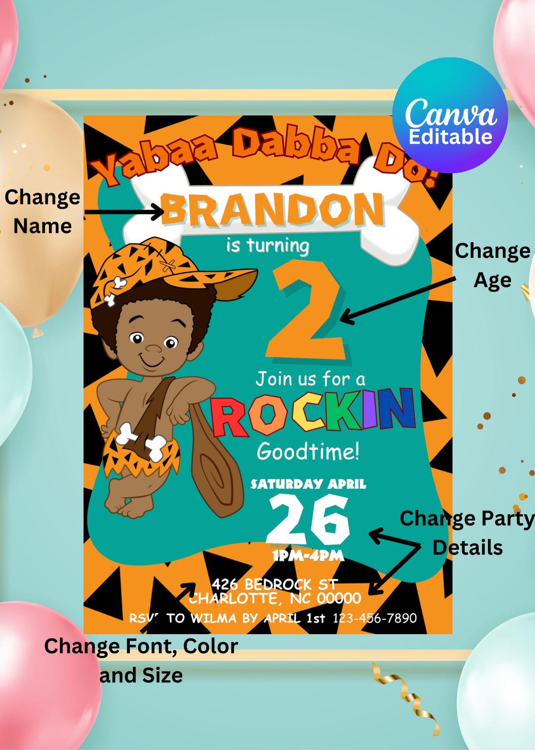 Customizable Party Invitation | African American BAM BAM Party ...