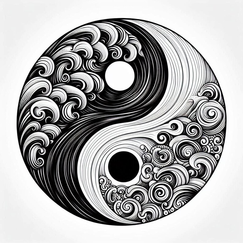 Yin-yang, Flowers, Waves, Skulls & Flames Bundle 24 Unique Images ...