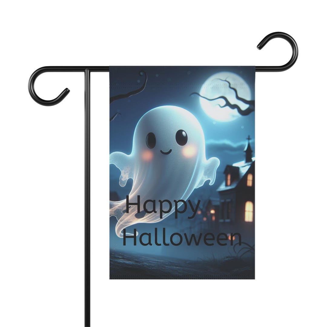 Halloween Ghost Flag Garden & House Banner White Ghost With Blueish ...