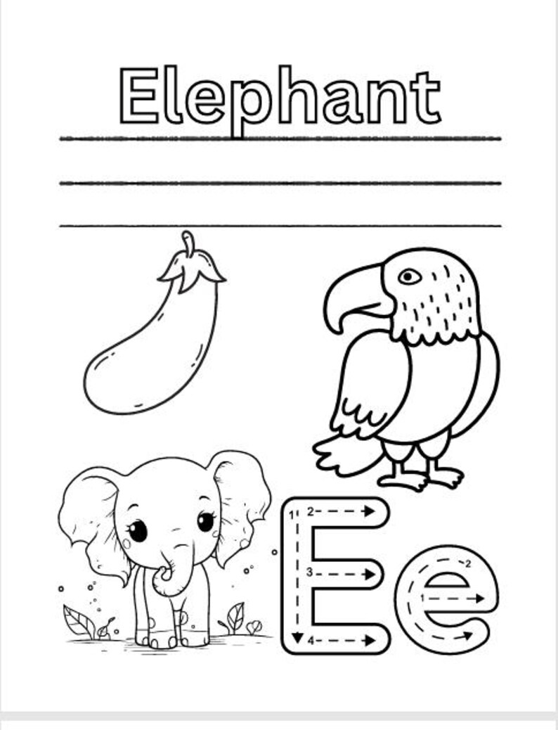 Digital Download Abc's 27 Pgs. of Animals and Objects to Color Practice ...