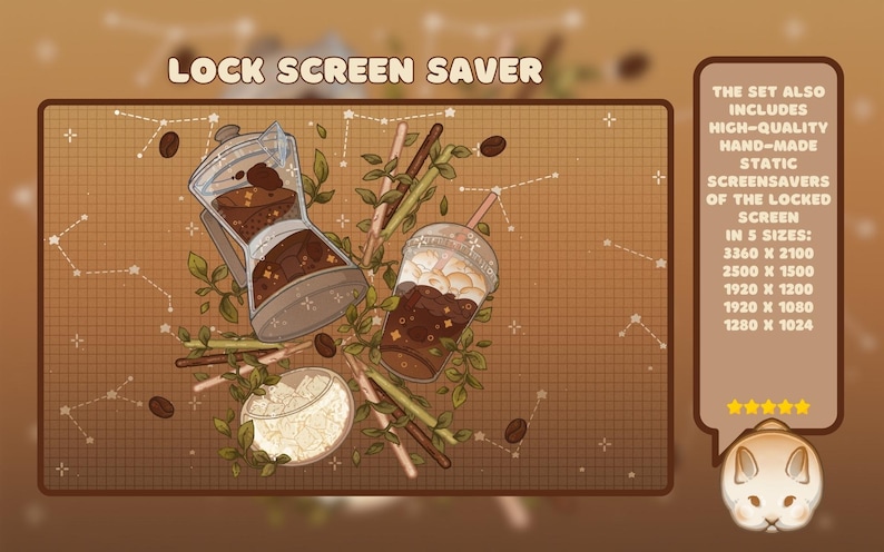 Coffee Desktop Wallpaper Organizer: Animated Icons (digital Download ...