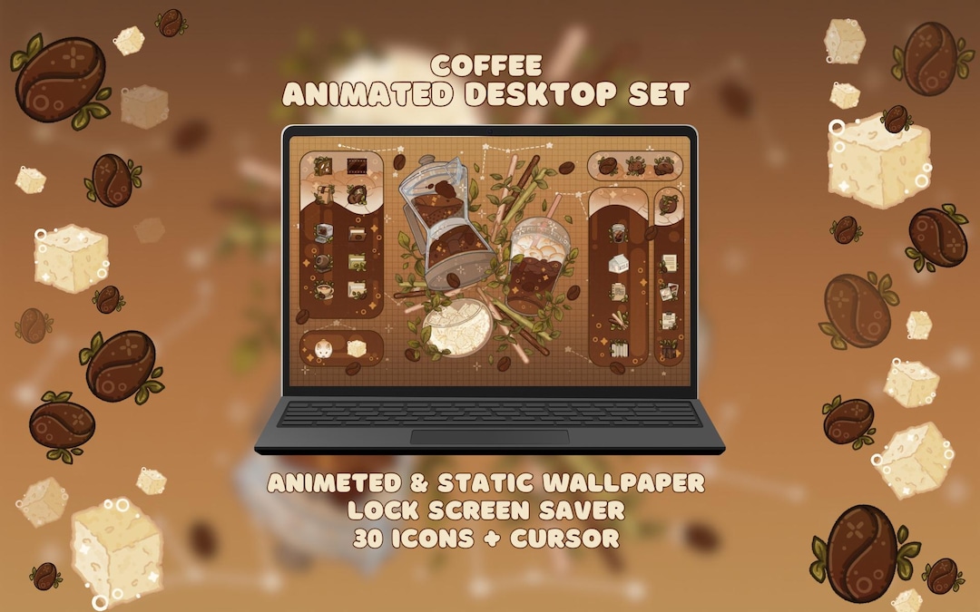 Coffee Desktop Wallpaper Organizer: Animated Icons (digital Download ...
