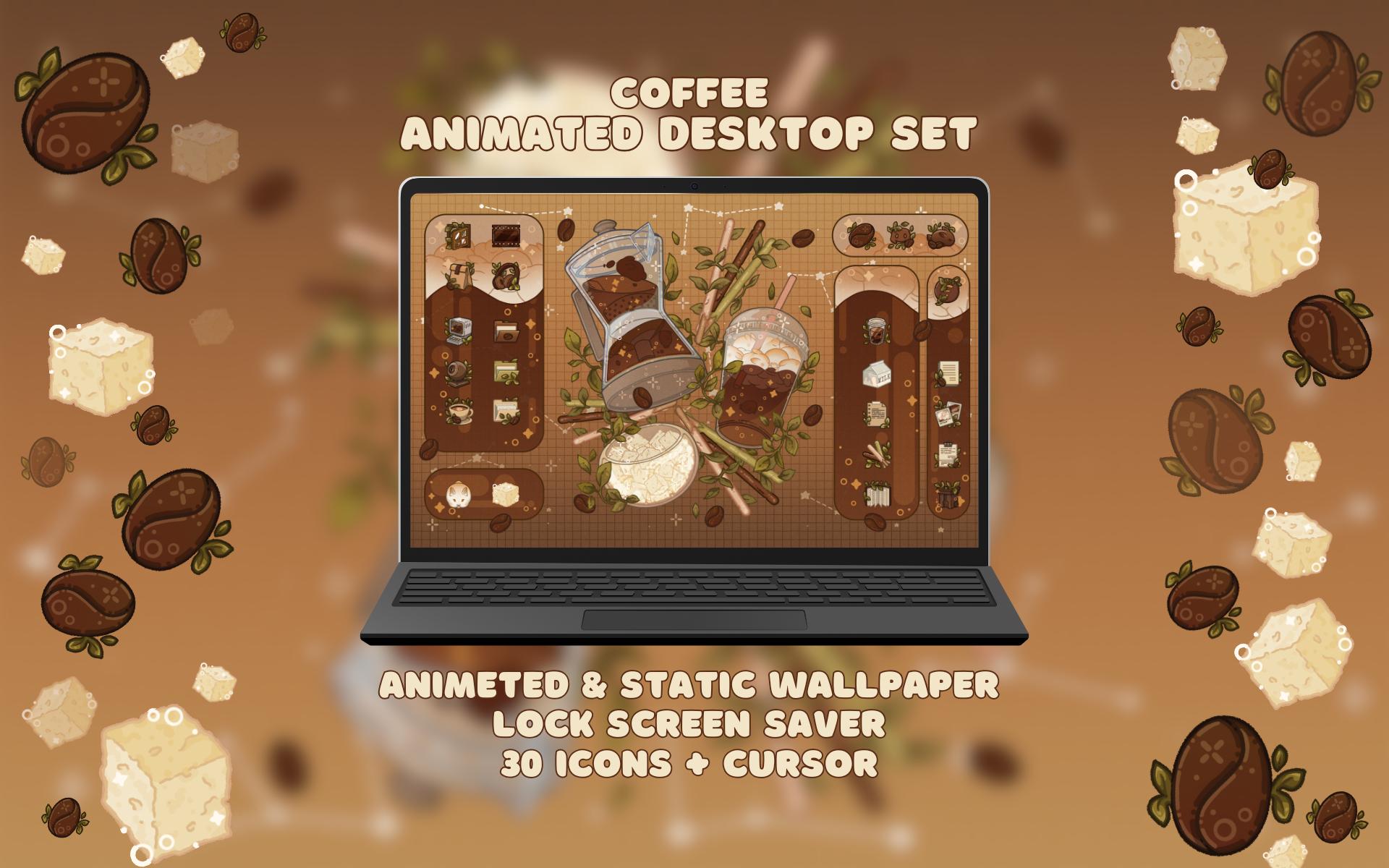 Coffee Desktop Wallpaper Organizer: Animated Icons (digital Download ...