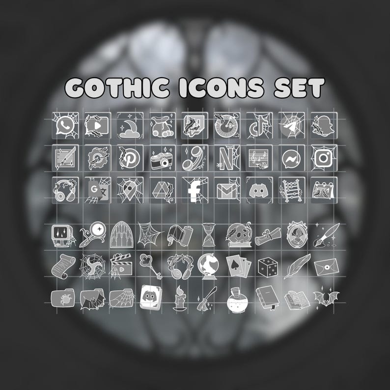Gothic Desktop Icons Set Aesthetic Desktop Organizer Icon Cute Folder ...