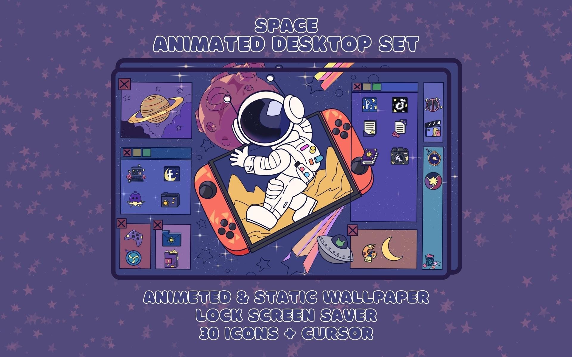 Desktop Organizer Space Wallpaper Cozy PC & Mac Desktop Icons Folder ...