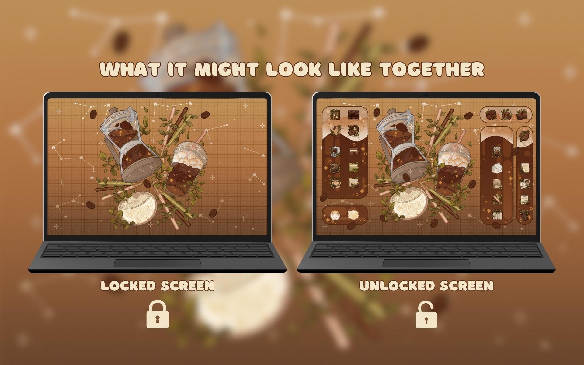 Coffee Desktop Wallpaper Organizer: Animated Icons (digital Download ...