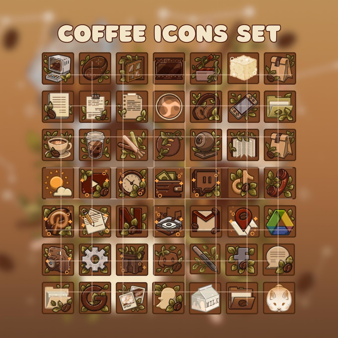 Coffee Desktop Icons Set Aesthetic Desktop Organizer Icon Cute Folder ...