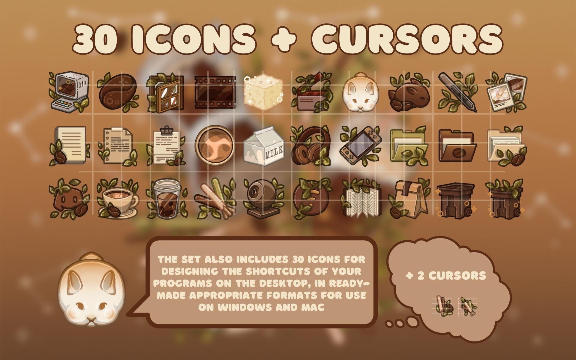 Coffee Desktop Wallpaper Organizer: Animated Icons (digital Download ...