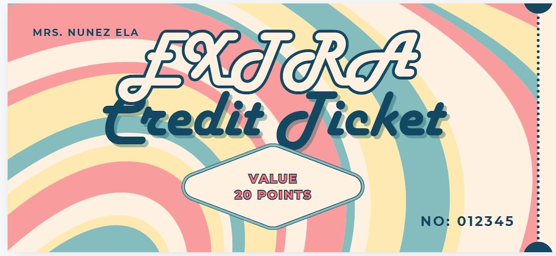 Classroom: Editable Extra Credit Ticket - Etsy