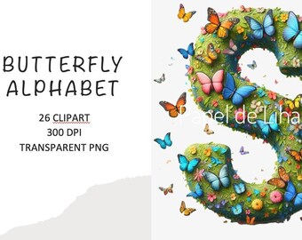 Floral Alphabet Clipart High Resolution Digital Art 300 DPI Transparent ...