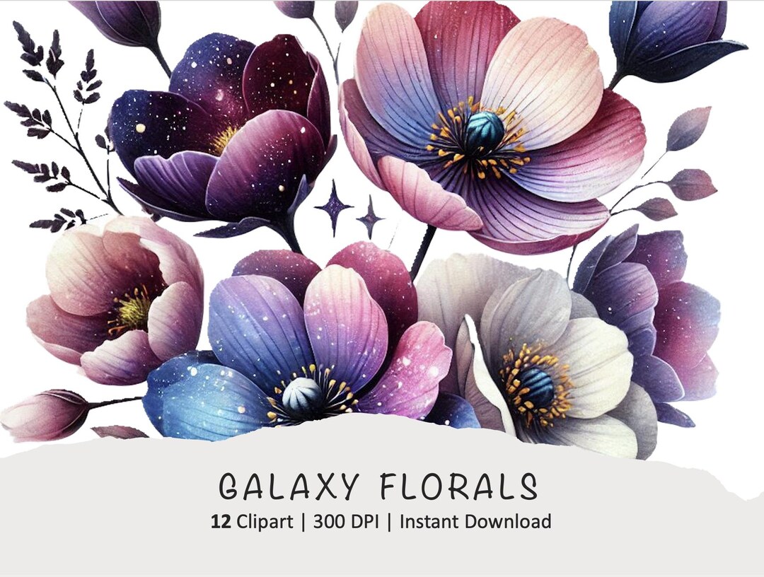 Galaxy Floral Clipart | High-resolution Digital Art | 300 DPI ...