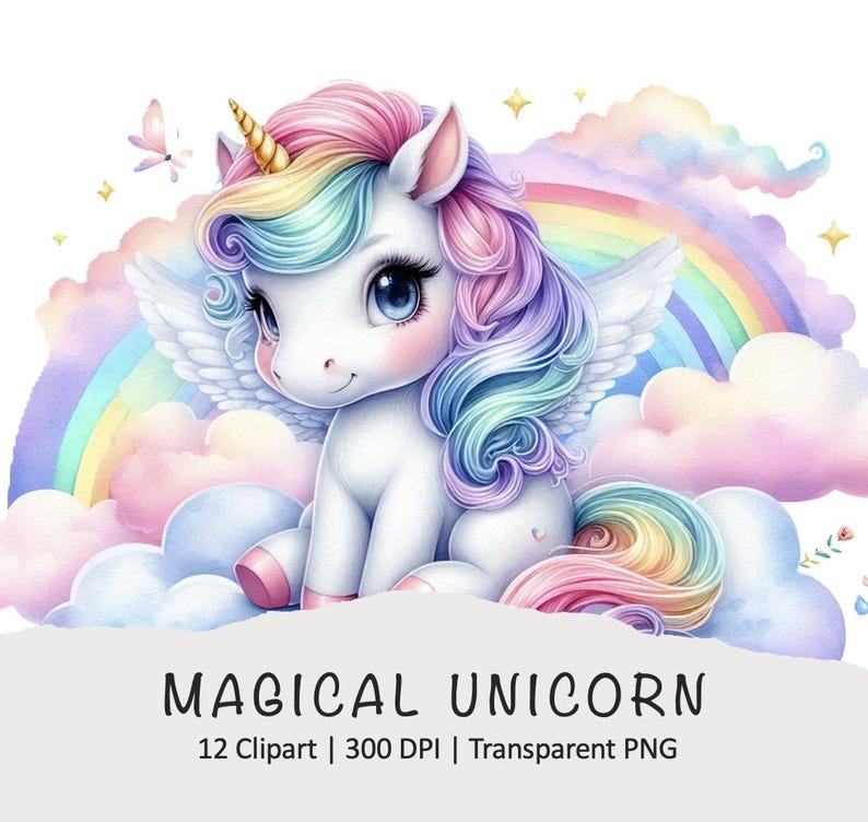 Magical Unicorn Clipart | High Resolution Digital Art | 300 DPI ...