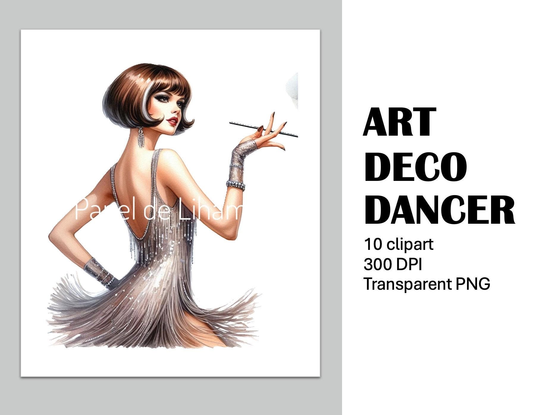 Art Deco Dancer Flapper Girl Digital Clipart Set High Resolution 300 ...