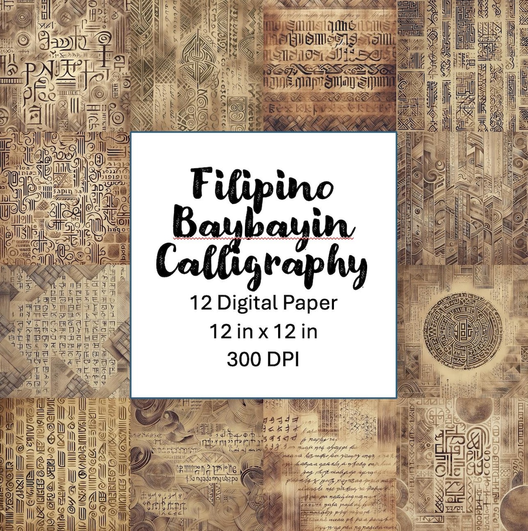 Baybayin Digital Paper | Ancient Filipino Script Background | Tribal ...