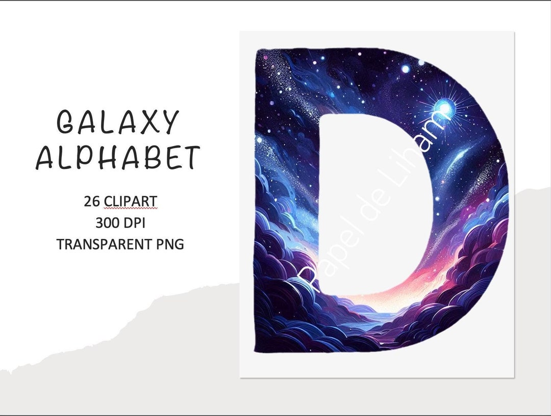 Galaxy-themed Alphabet Digital Art High-resolution 300 DPI Letters for ...