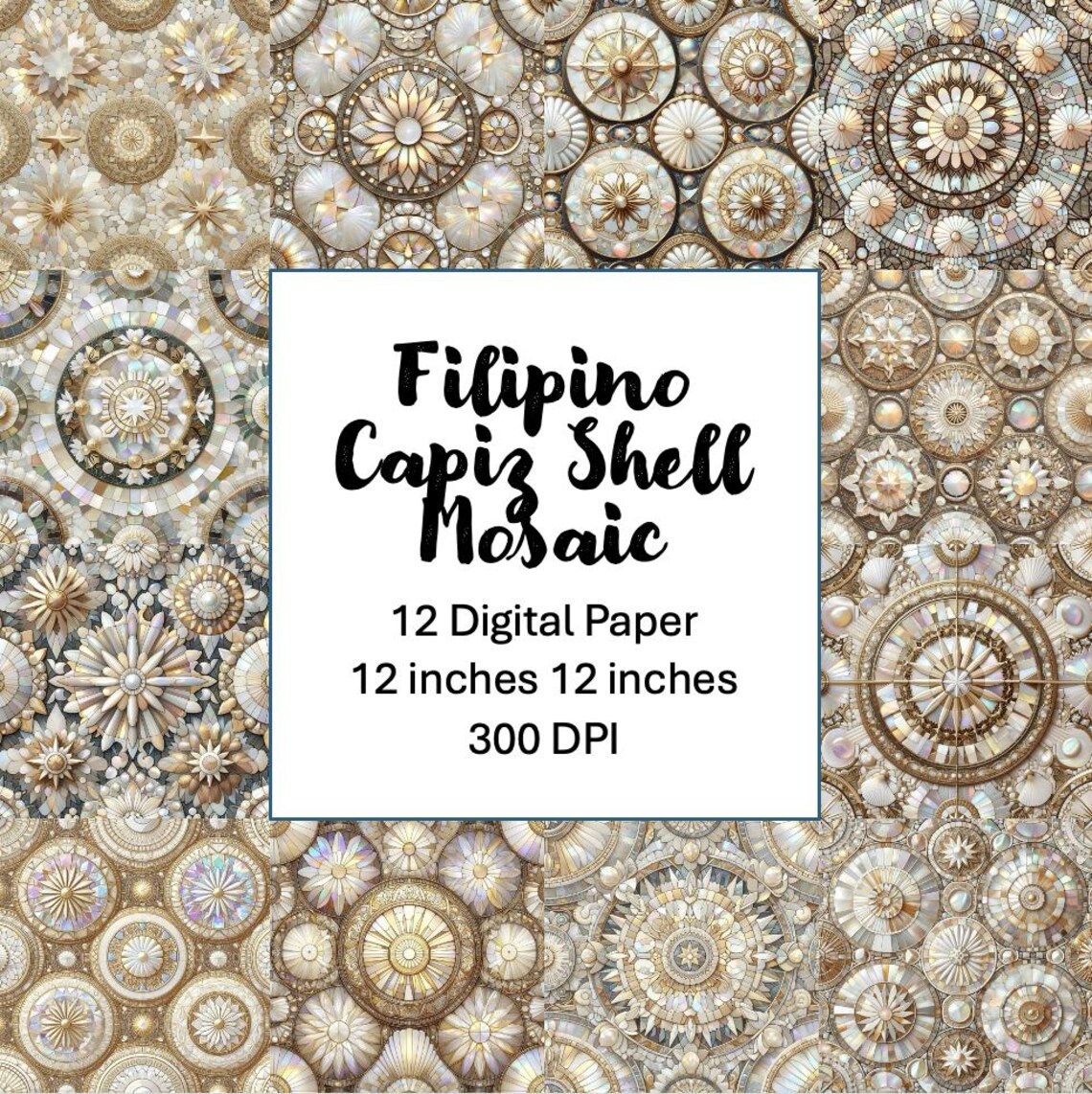 Capiz Shell Mosaic Digital Backgrounds | Filipino Parol-inspired ...