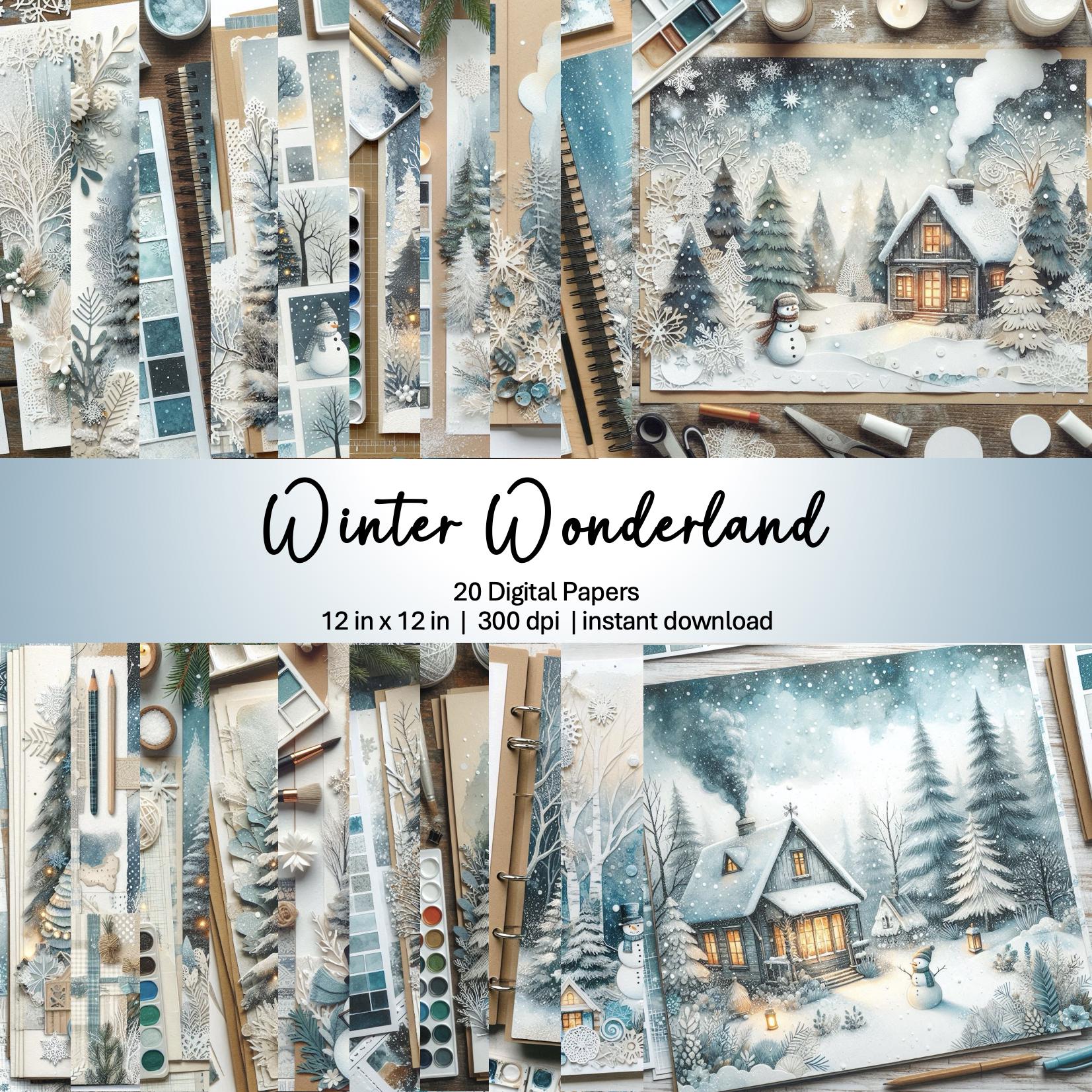 Winter Wonderland Digital Paper High Resolution Digital Art 300 DPI JPG ...