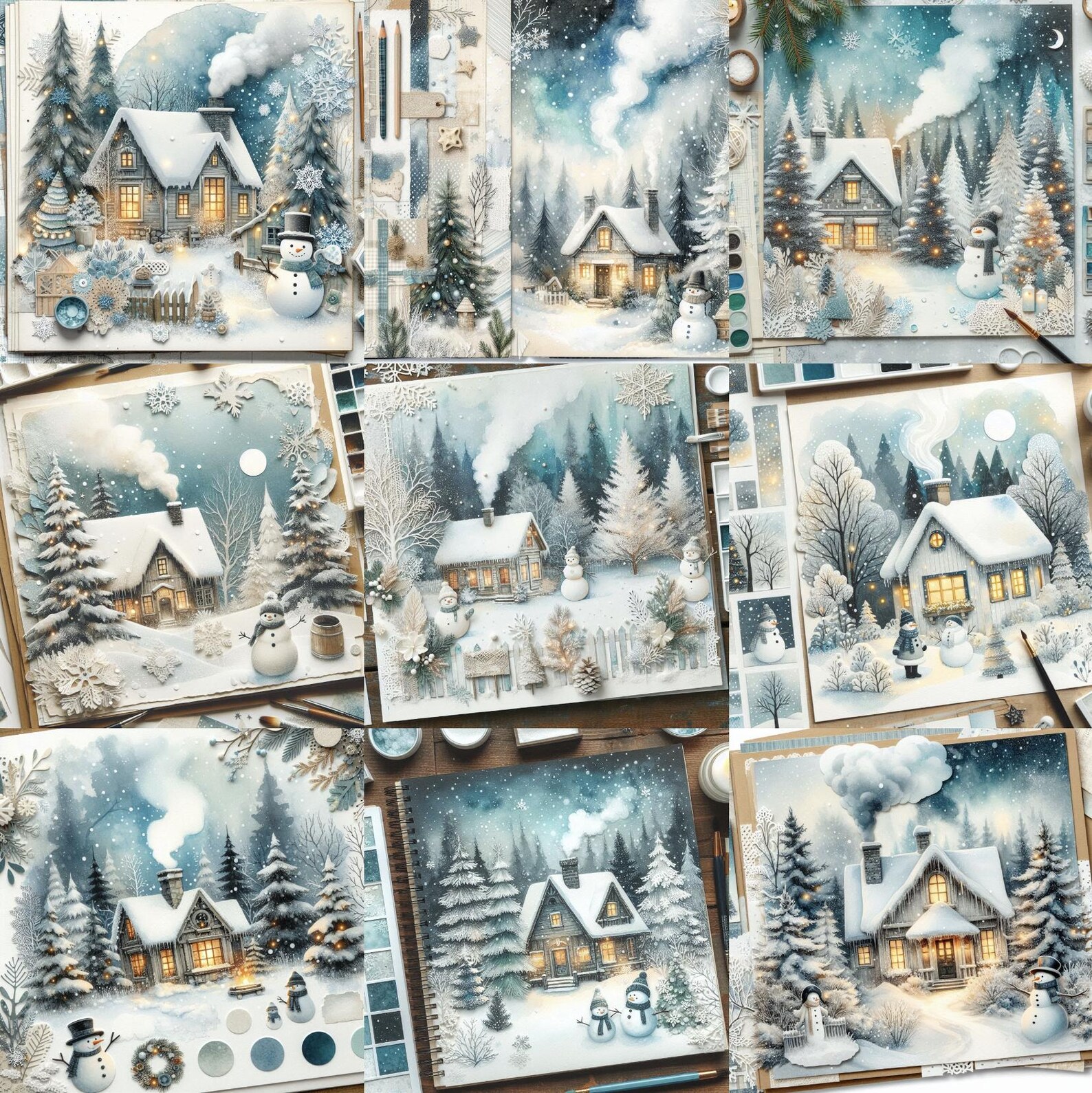 Winter Wonderland Digital Paper High Resolution Digital Art 300 DPI JPG ...